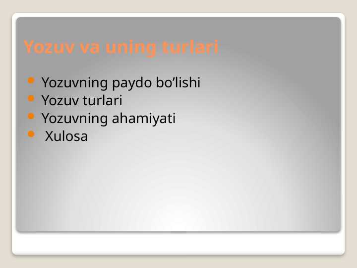 Yozuv va uning turlari