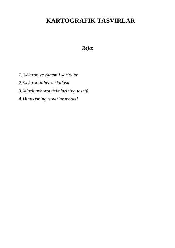 KARTOGRAFIK TASVIRLAR