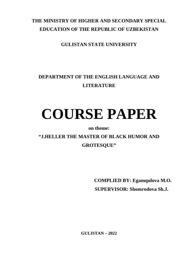 “J.HELLER THE MASTER OF BLACK HUMOR AND GROTESQUE