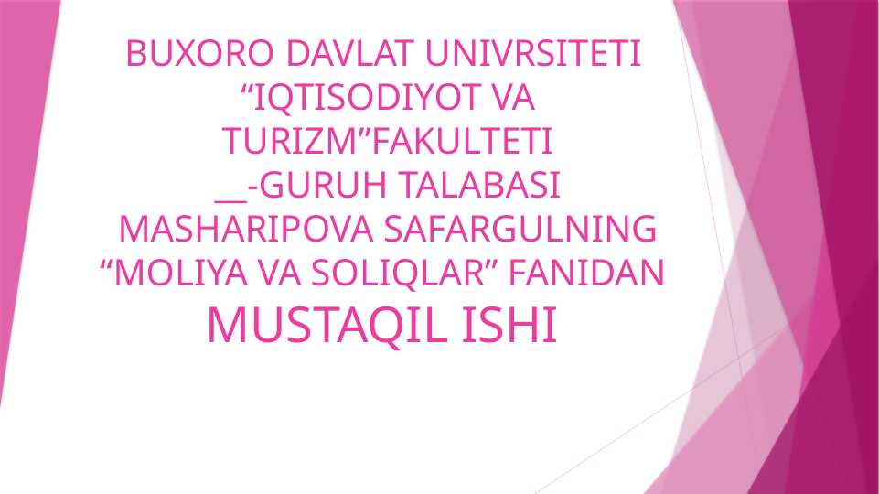 TURKIYA MOLIYA VA SOLIQ TIZIMI