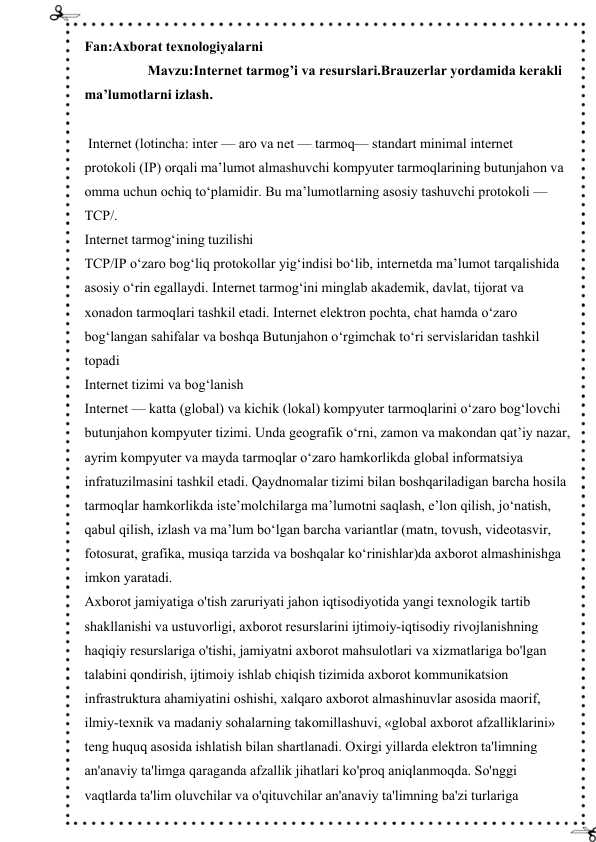 Brauzerlar yordamida maʼlumotlar izlash