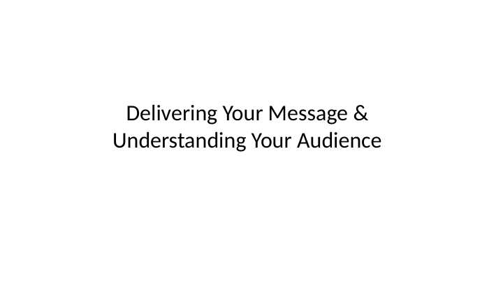 Delivering Your Message & Understanding Your Audience
