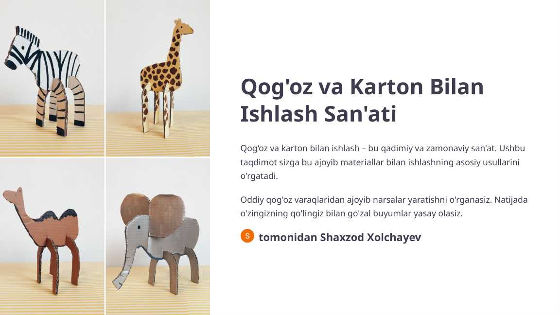 Texnologiya fanidan Qogoz va Karton Bilan Ishlash