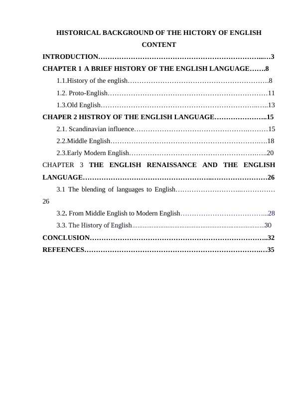 HISTORICAL BACKGROUND OF THE HICTORY OF ENGLISH