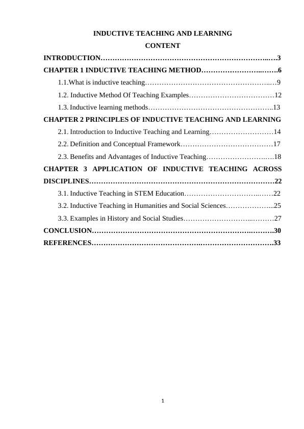 INDUCTIVE TEACHING AND LEARNING