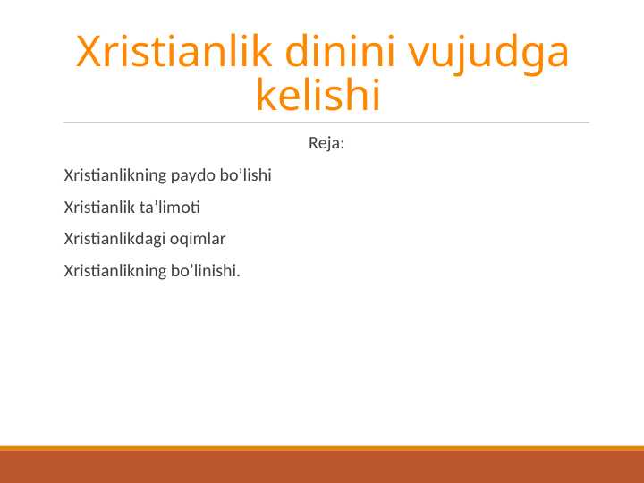 Xristianlik dinini vujudga kelishi slayd