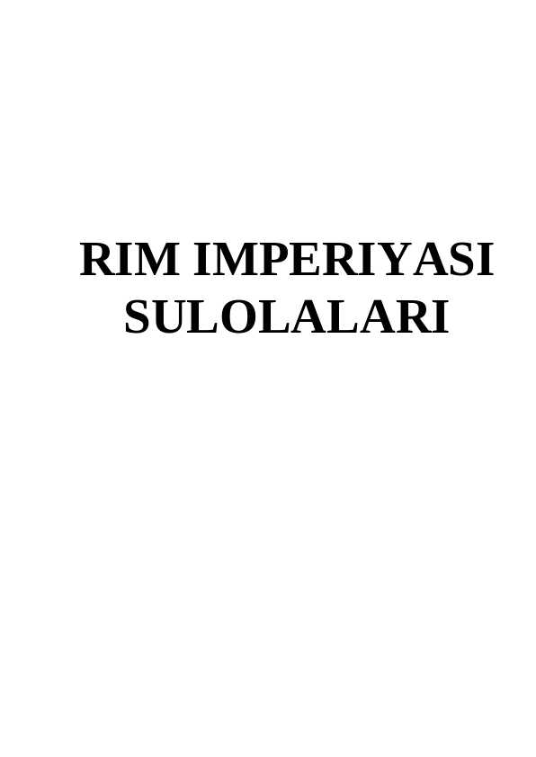 Rim imperiyasi sulolalari