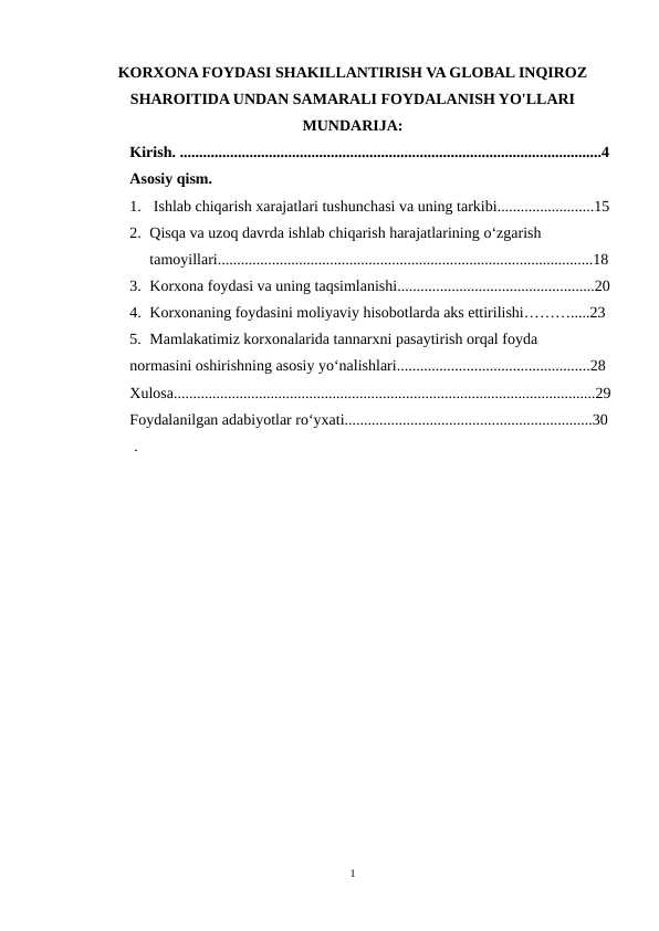 KORXONA FOYDASI SHAKILLANTIRISH VA GLOBAL INQIROZ SHAROITIDA UNDAN ...