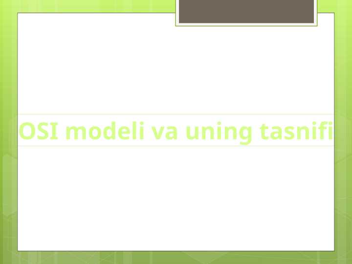 OSI modeli va uning tasnifi