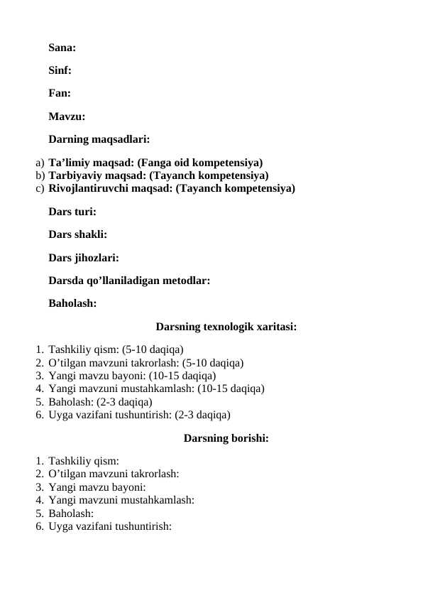 Dars ishlanma namuna