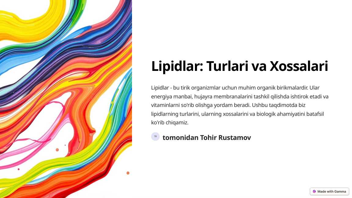 Lipidlar: Turlari va Xossalari