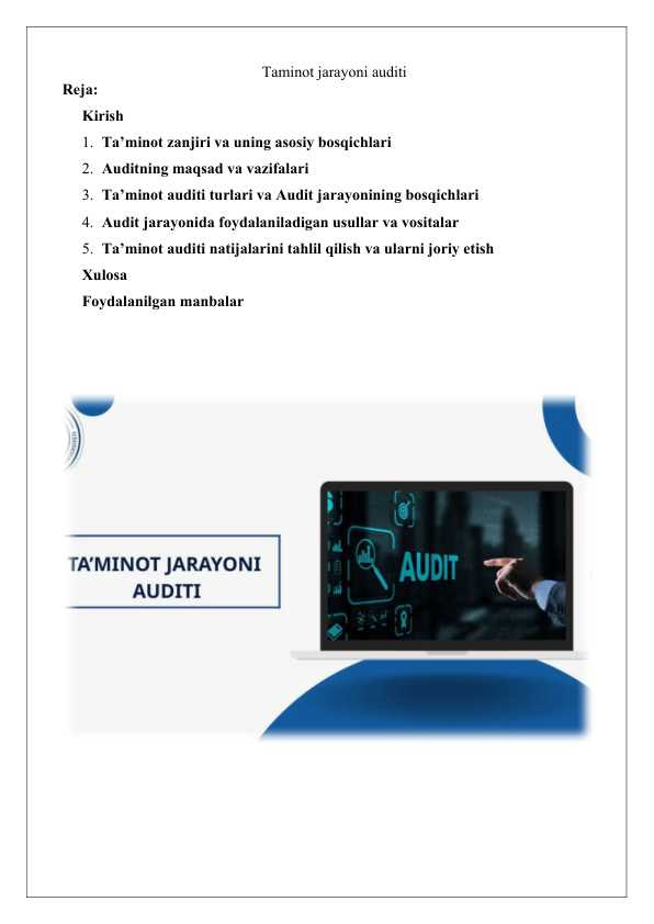 Taminot jarayoni auditi 25