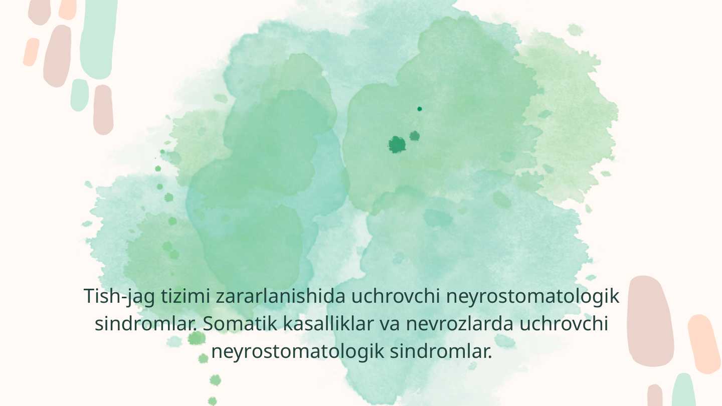 Tish-jag tizimi zararlanishida uchrovchi neyrostomatologik sindromlar ...