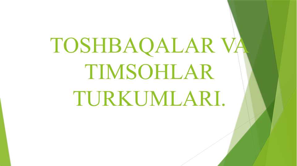 TOSHBAQALAR VA TIMSOHLAR TURKUMLARI.