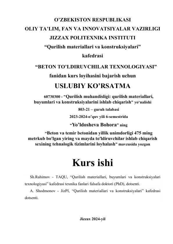 Qurilish materiallari va konstruksiyalari