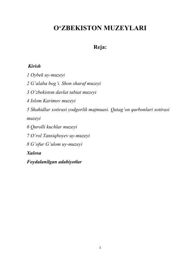O’zbekiston muzeylari