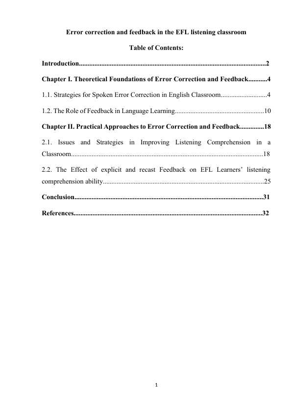 Error correction and feedback in the EFL listening classroom