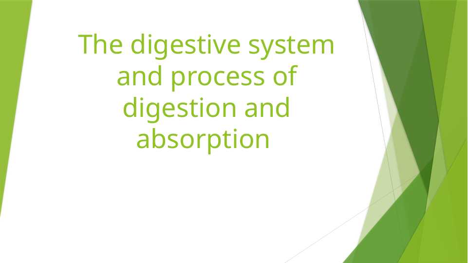 The digestive system and process of digestion and absorption