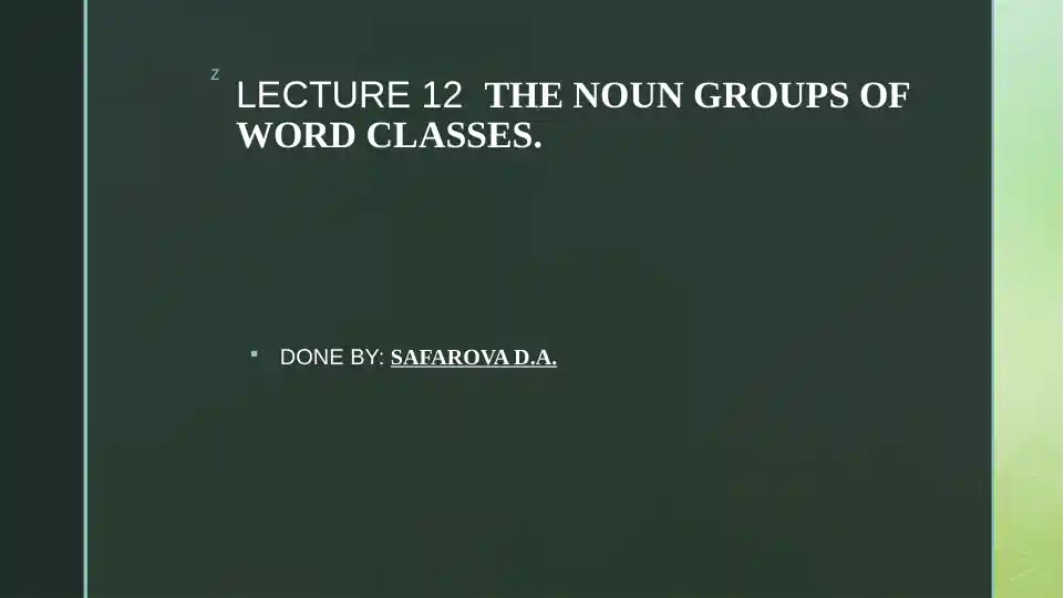The Noun Groups of Word Classes