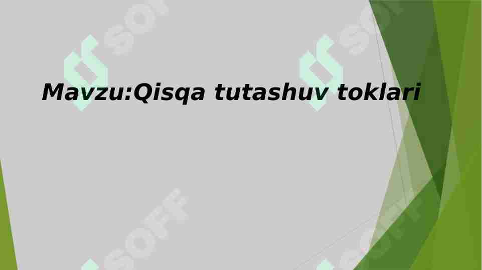 QISQA TUTASHUV TOKLARI