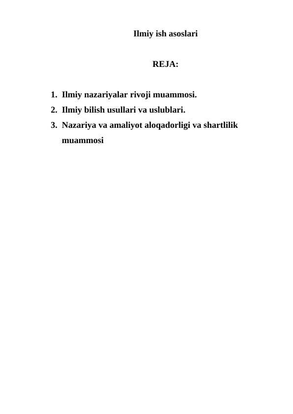 Ilmiy ish asoslari