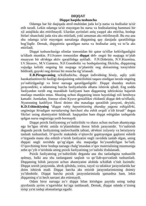 DIQQAT Diqqat haqida tushuncha