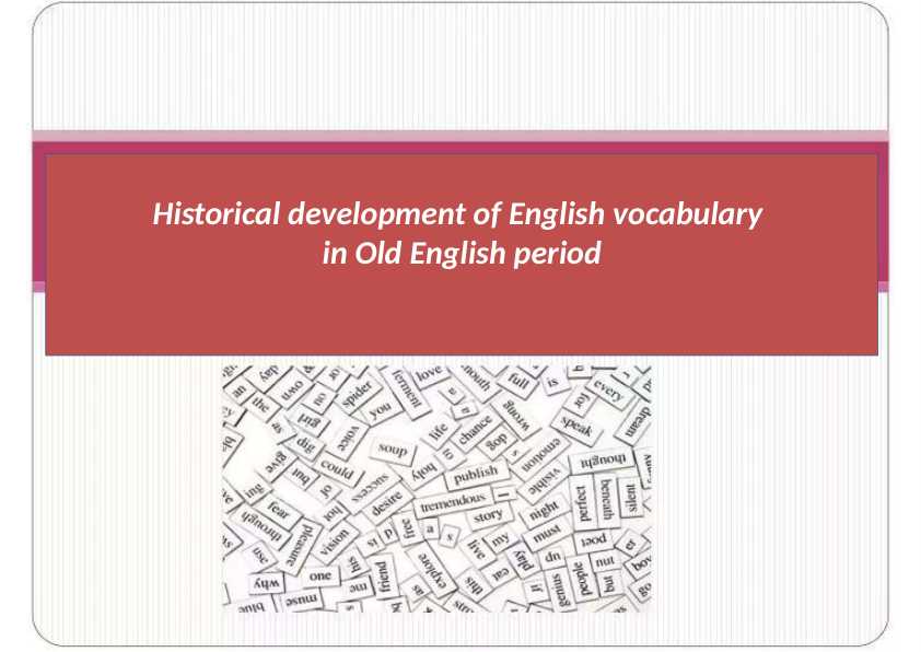 Historical development of English vocabulary in Old English ...