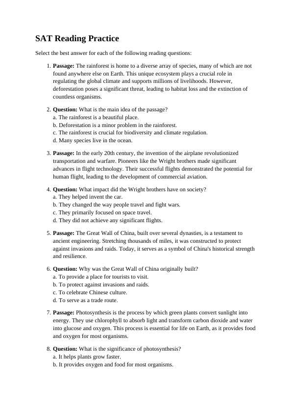 SAT Reading Practice