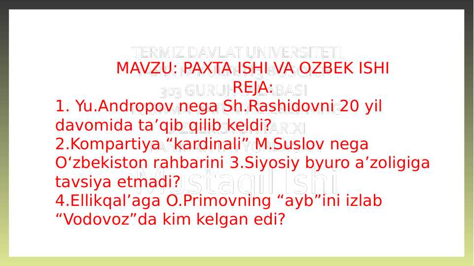PAXTA ISHI VA OZBEK ISHI