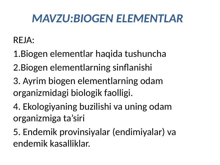 BIOGEN ELEMENTLAR
