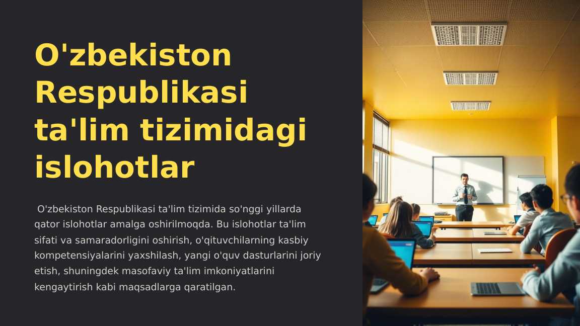 O'zbekiston Respublikasi ta'lim tizimidagi islohotlar