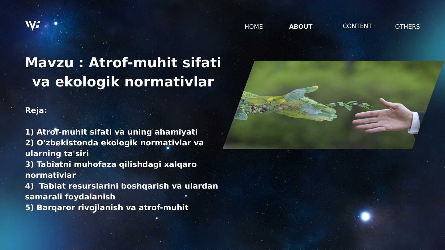 Atrof-muhit sifati va ekologik normativlar