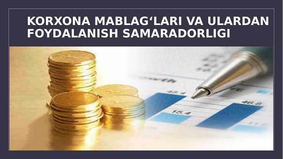 KORXONA MABLAG‘LARI VA ULARDAN FOYDALANISH SAMARADORLIGI