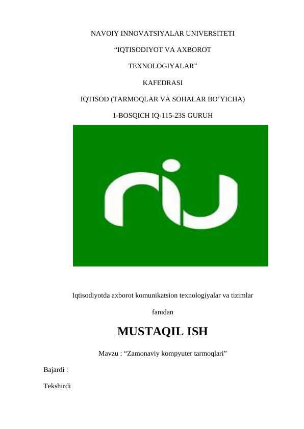 Zamonaviy kompyuter tarmoqlari