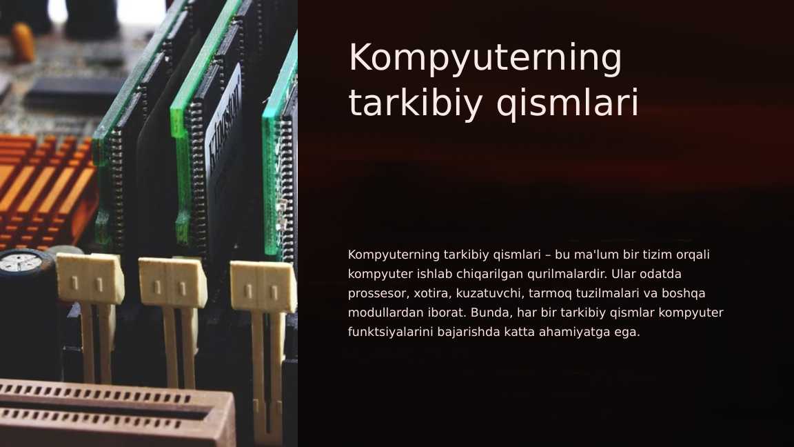 Kompyuterning tarkibiy qismlari.