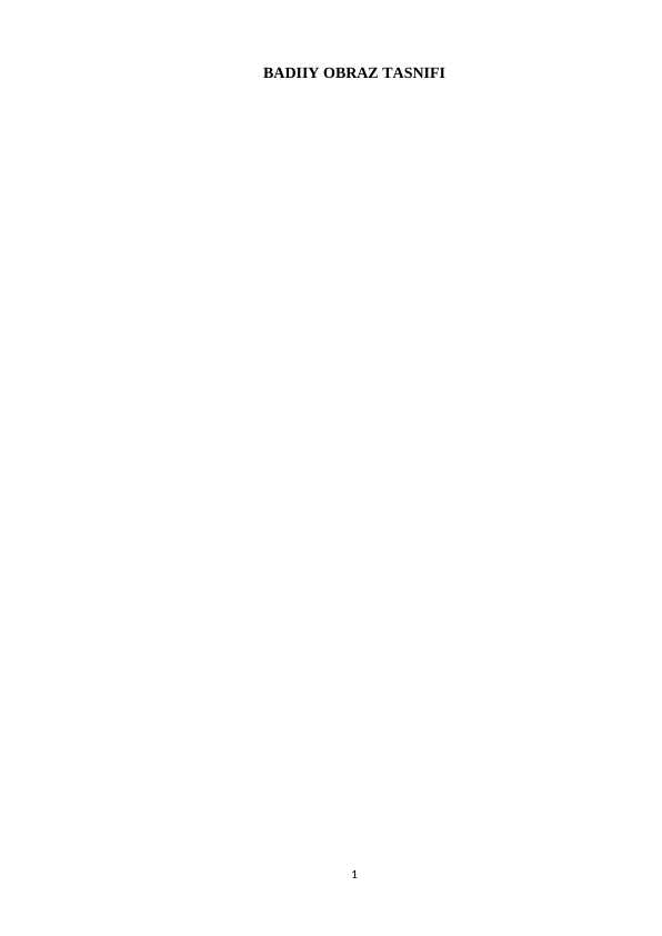 BADIIY OBRAZ TASNIFI