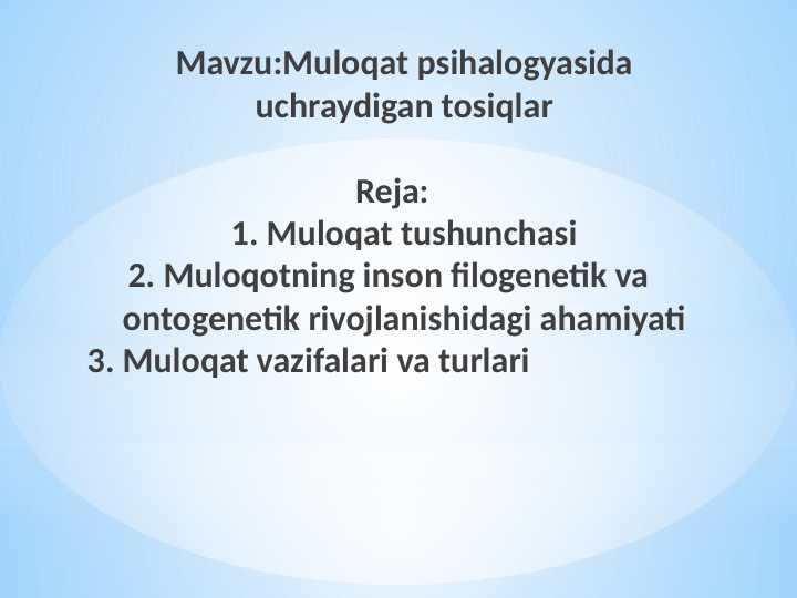 Muloqat psihalogyasida uchraydigan tosiqlar