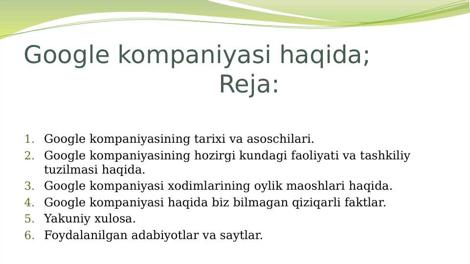 google kompaniyasi haqida