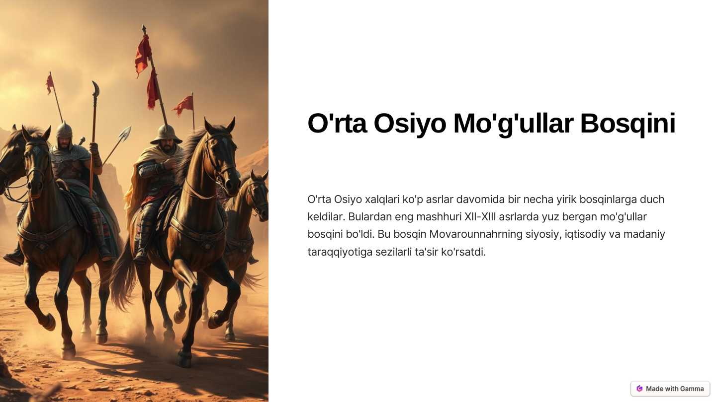 O'rt Osiyo mo'g'ullar bosqini