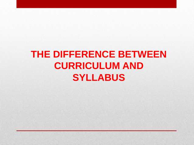 THE DIFFERENCE BETWEEN CURRICULUM AND SYLLABUS