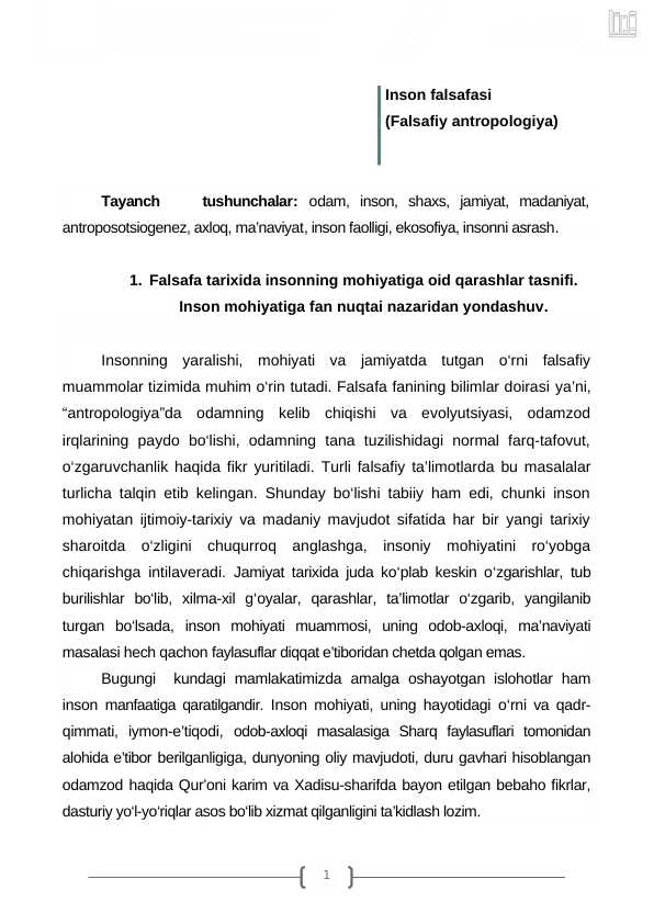 Inson falsafasi (Falsafiy antropologiya)