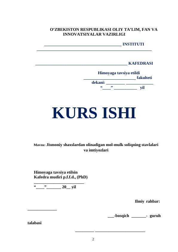 Jismoniy shaxslardan olinadigan mol-mulk soliqning stavlalari va ...