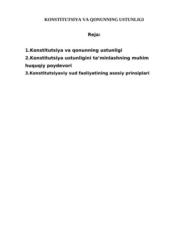KONSTITUTSIYA VA QONUNNING USTUNLIGI