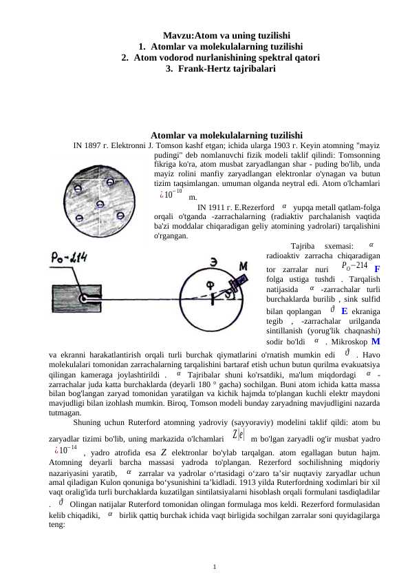 Atom va uning tuzilishi