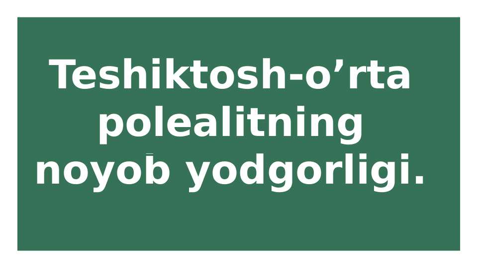 Teshiktosh-o’rta polealitning noyob yodgorligi.