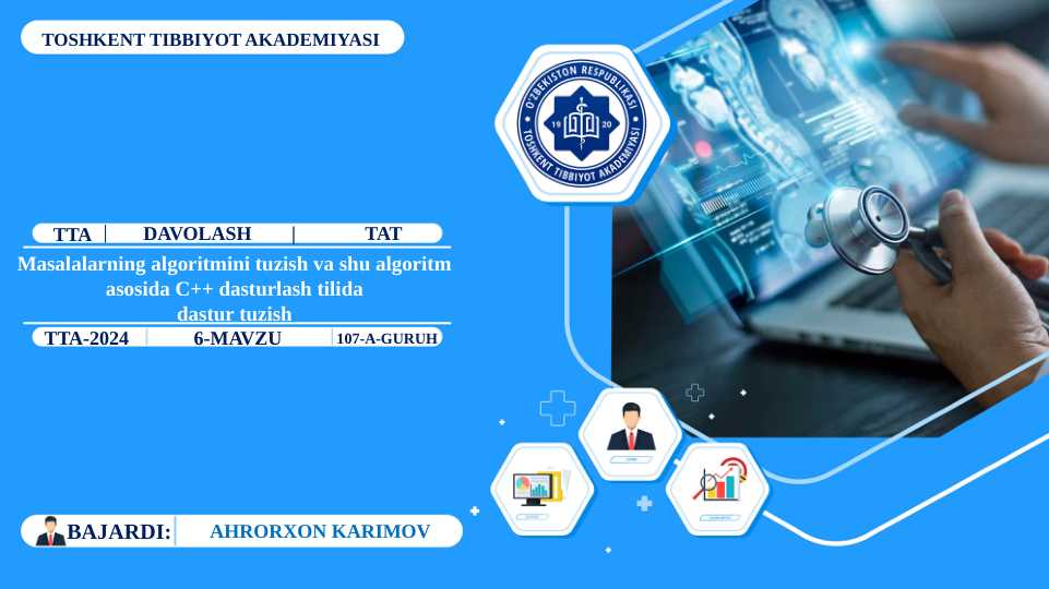 Masalalarning algoritmini tuzish va shu algoritm asosida C++ dasturlash ...