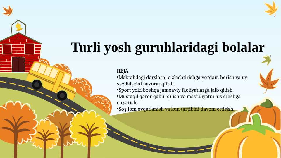 Turli yosh guruhlaridagi bolalar