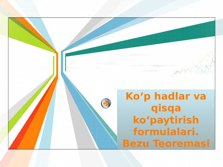 Koʻp hadlar va qisqa koʻpaytirish formulalari. Bezu Teoremasi