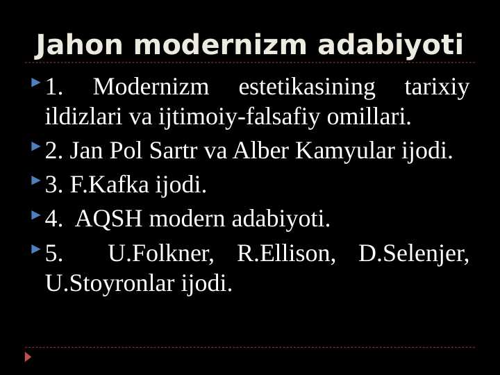Jahon modernizm adabiyoti