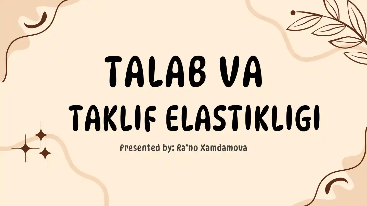 Talab va taklif elastikligi ppt